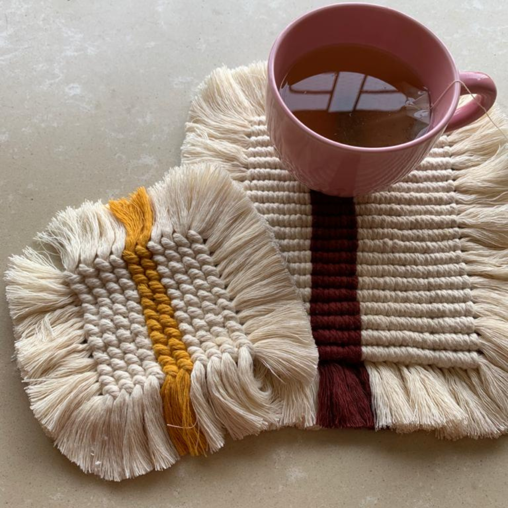 Macrame Square Coaster (Max) - (Set of 2) – Kreate