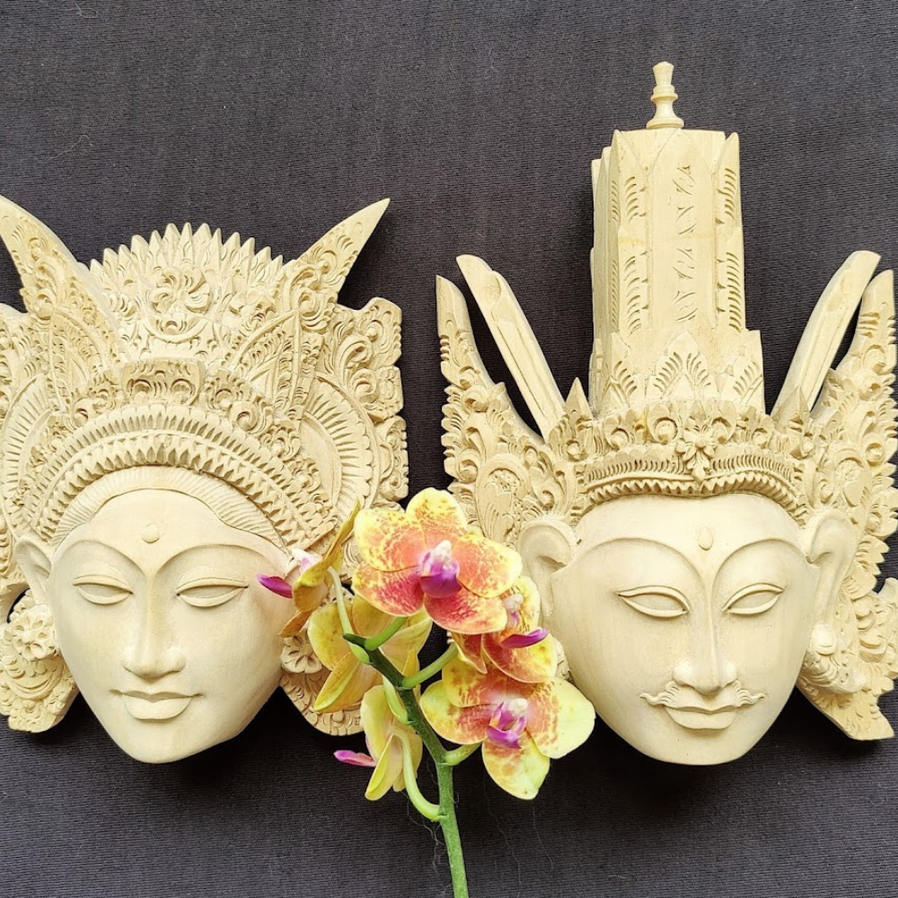 Handcrafted Wooden Masks of Lord Rama and Goddess Sita – Kreate