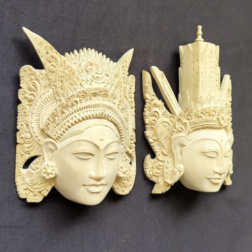 Handcrafted Wooden Masks of Lord Rama and Goddess Sita – Kreate