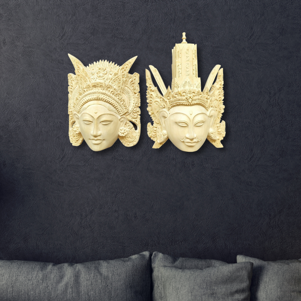 Handcrafted Wooden Masks of Lord Rama and Goddess Sita – Kreate